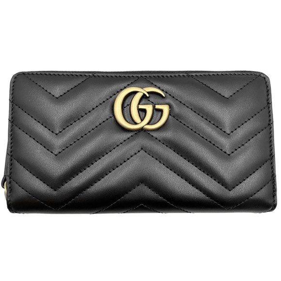 Gucci | Bags | Gucci Long Wallet Gg Marmont Quilted Leather Black ...